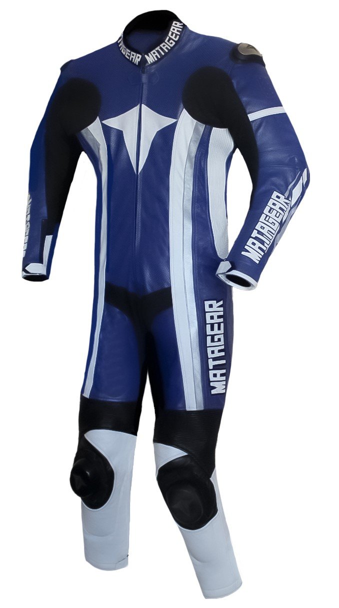 Matagear MG395 One Piece Riding Kangaroo Leather Blue Ballistic ...